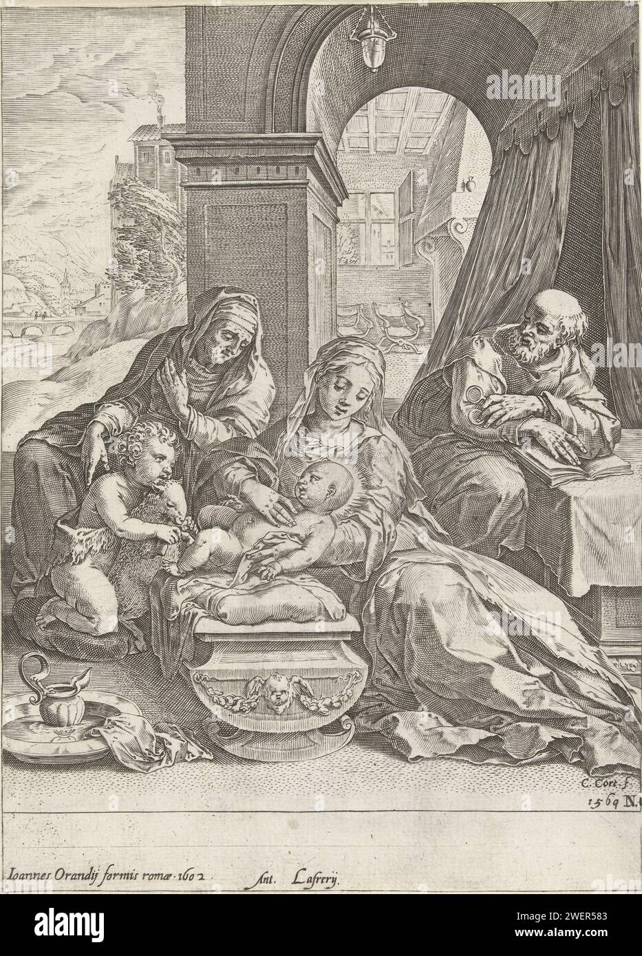 Holy family with Anna and Johannes de Boper, Cornelis Cort, After ...