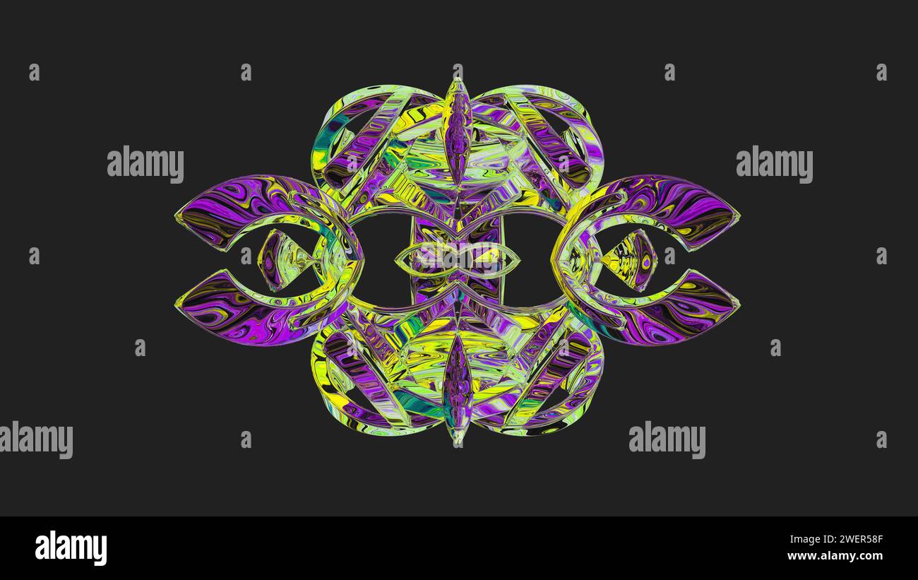 Centrally placed curved and very colorful artfully multi-layered ...