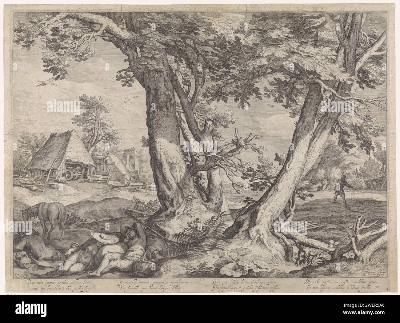 Landscape with the parable of the weeds between the corn, Jacob Matham ...