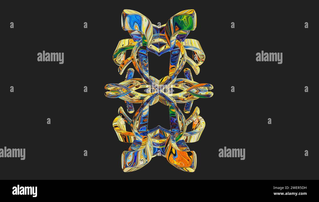 Centrally placed curved and very colorful artfully multi-layered ...