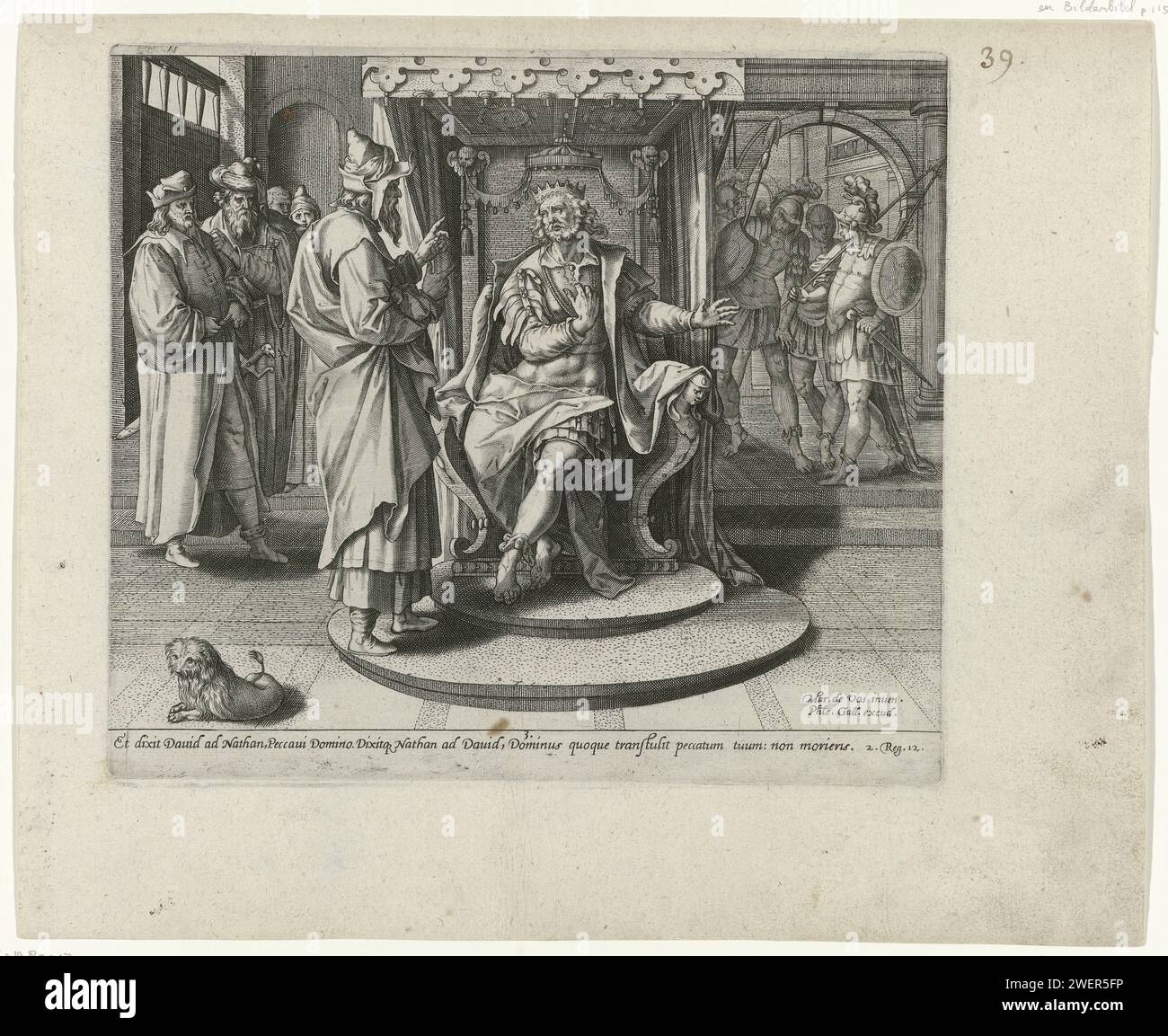 David is reprimanded for his adultery, Philips Galle (attributed to ...