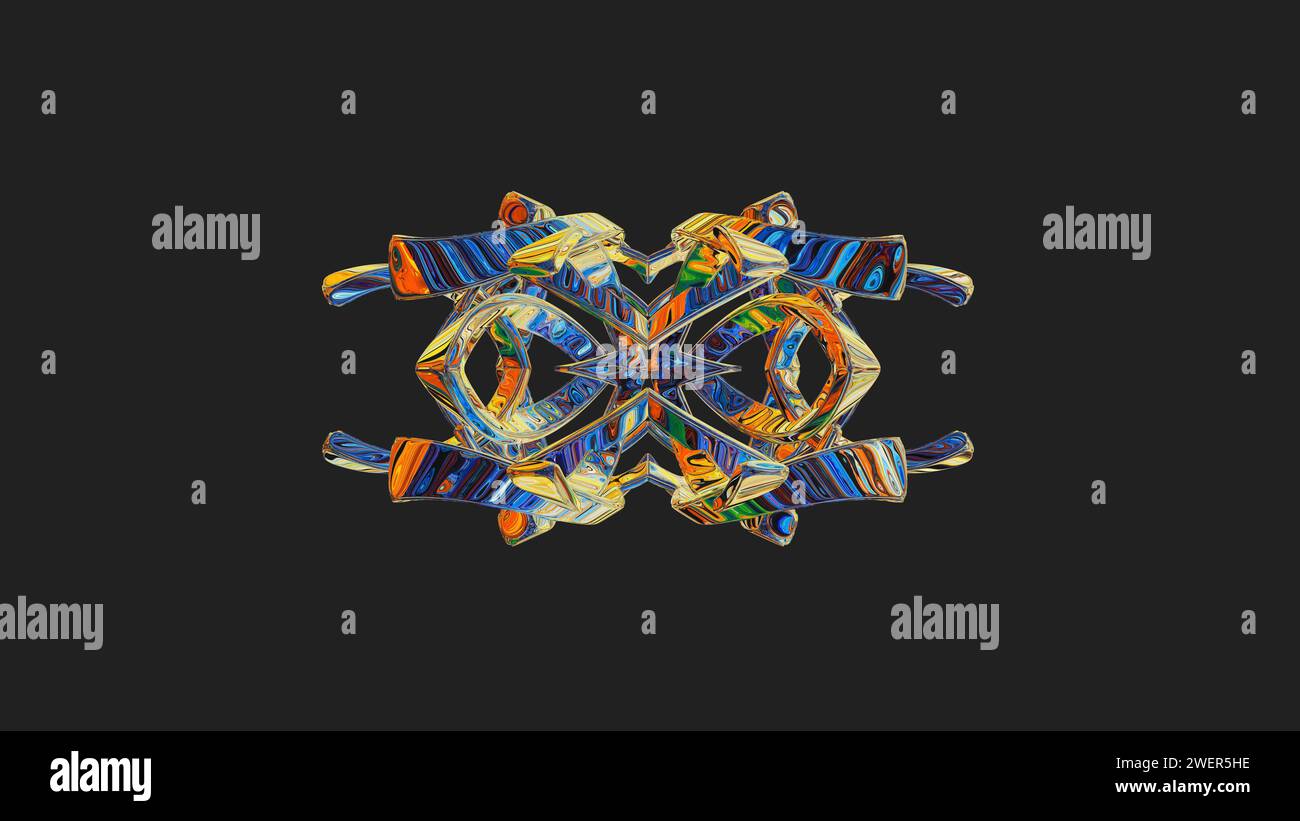 Centrally placed curved and very colorful artfully multi-layered ...