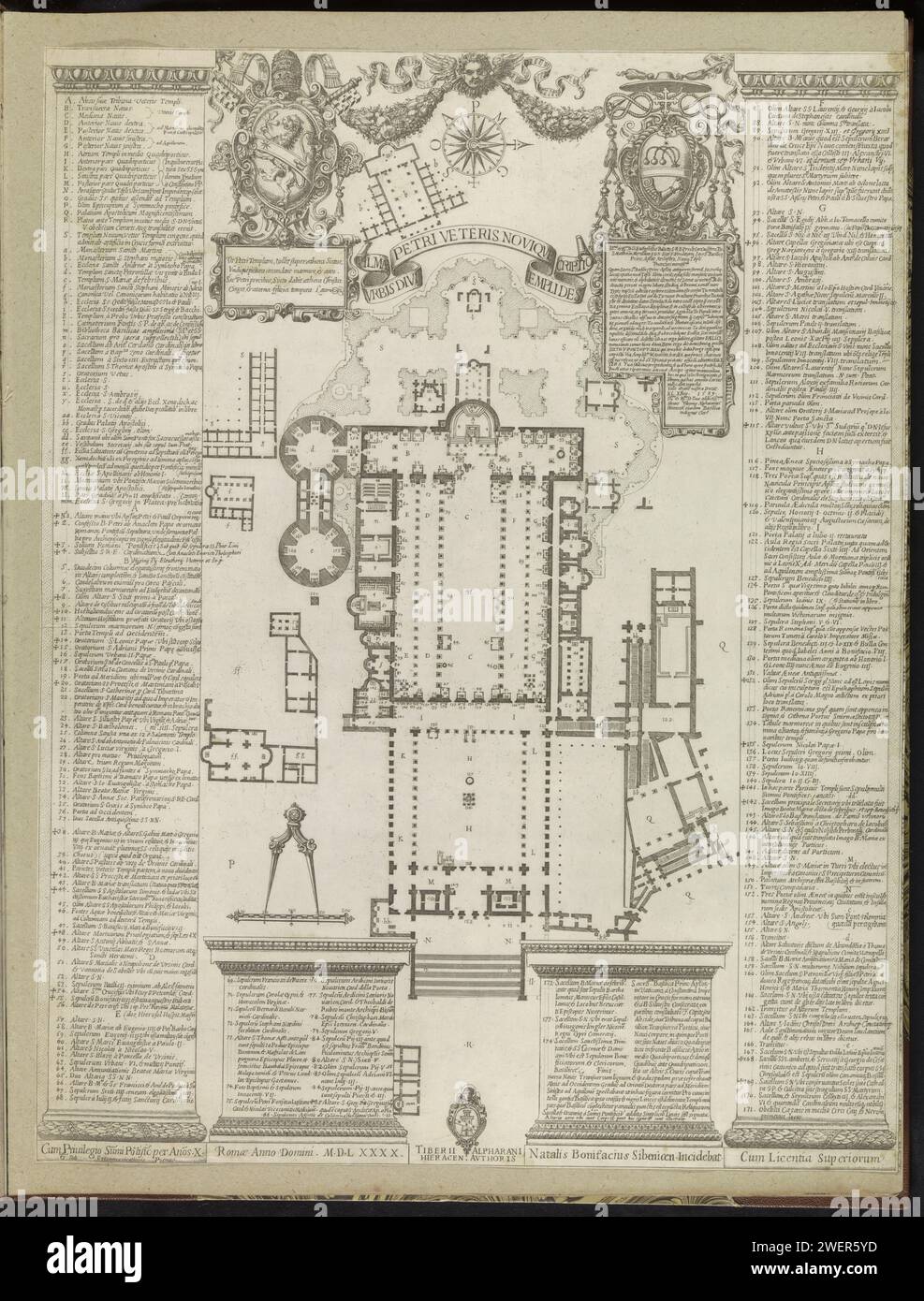 Plans of the St. Peter's Basilica and surrounding buildings in Vatican ...