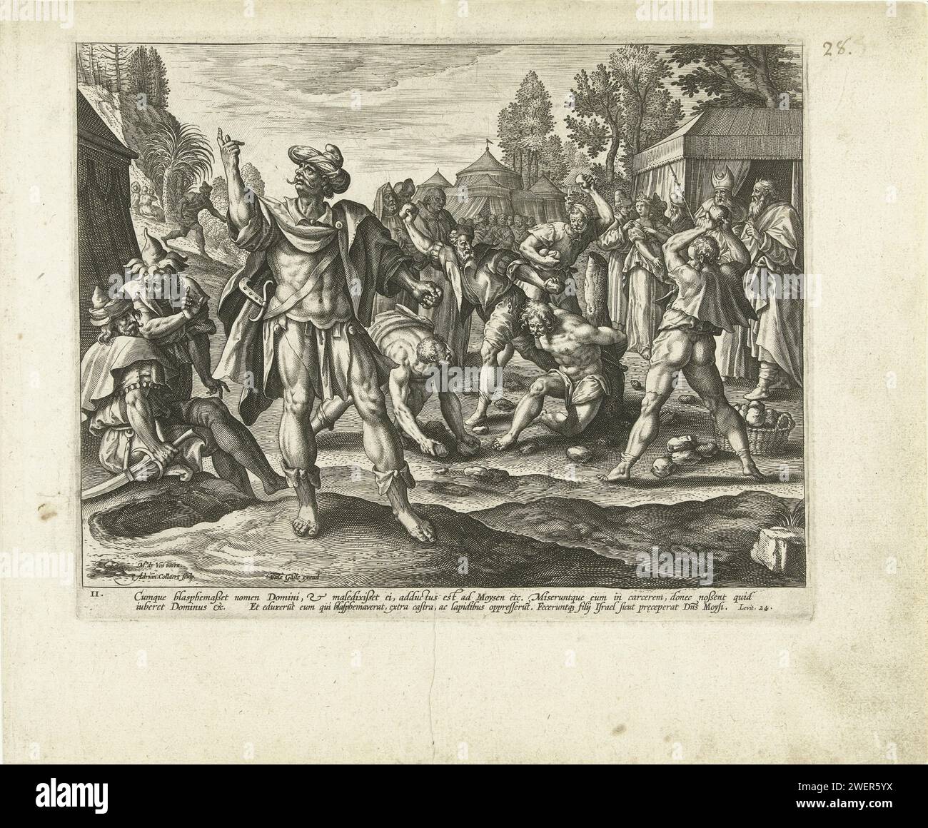 Stoning of the Godslasterer: the second commandment, Adriaen Collaert ...