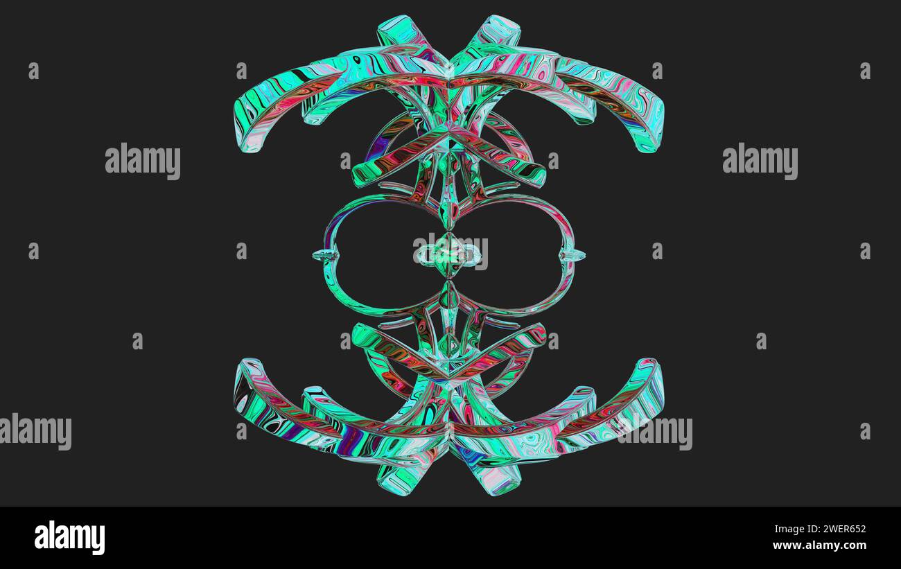 Centrally placed curved and very colorful artfully multi-layered ...