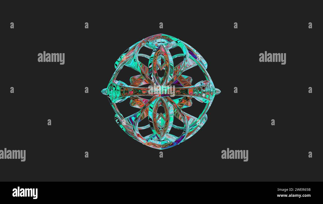 Centrally placed curved and very colorful artfully multi-layered ...