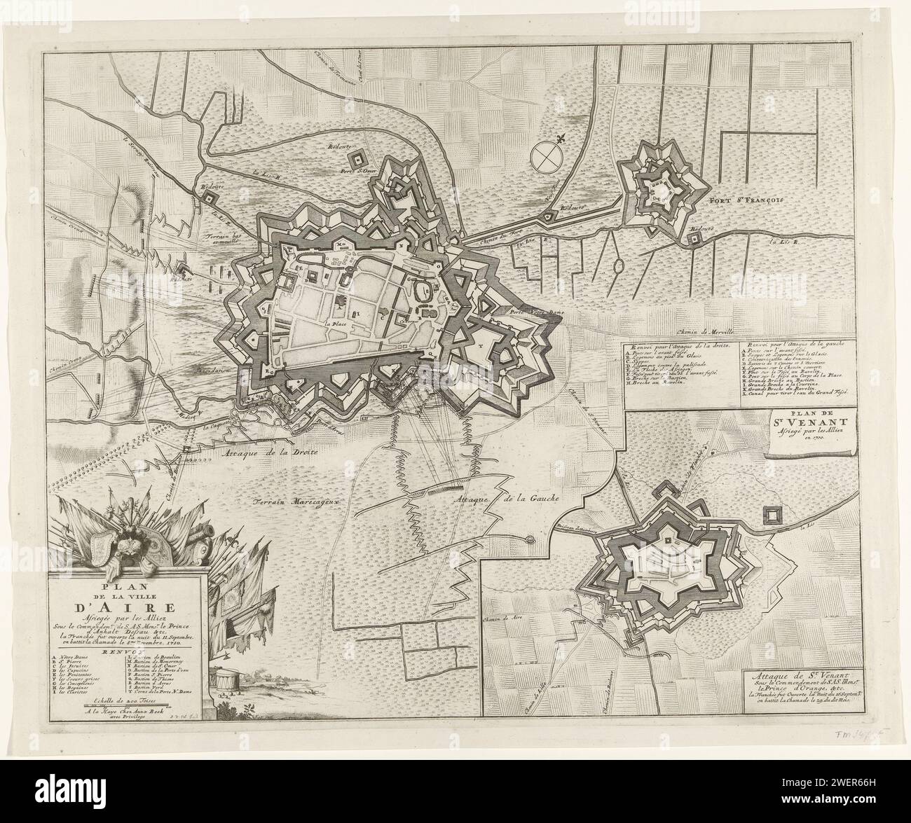 Siege of Aire, 1710, 1710 print Map with the siege of Aire by the ...