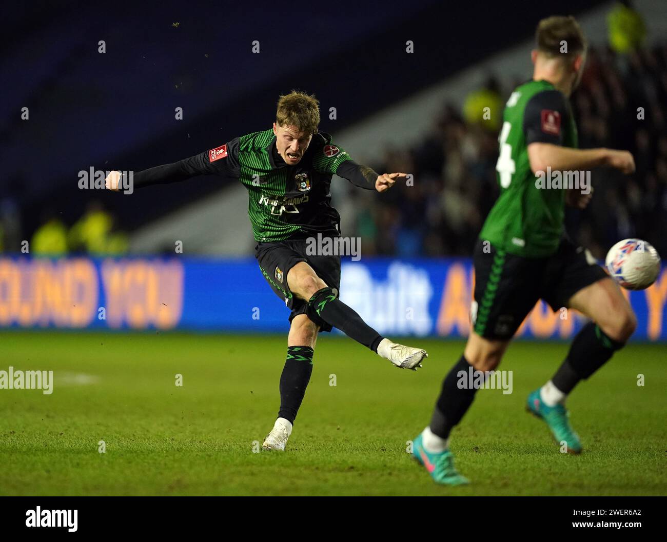 Coventry City's Victor Torp Overgaard scores their side's first goal of ...