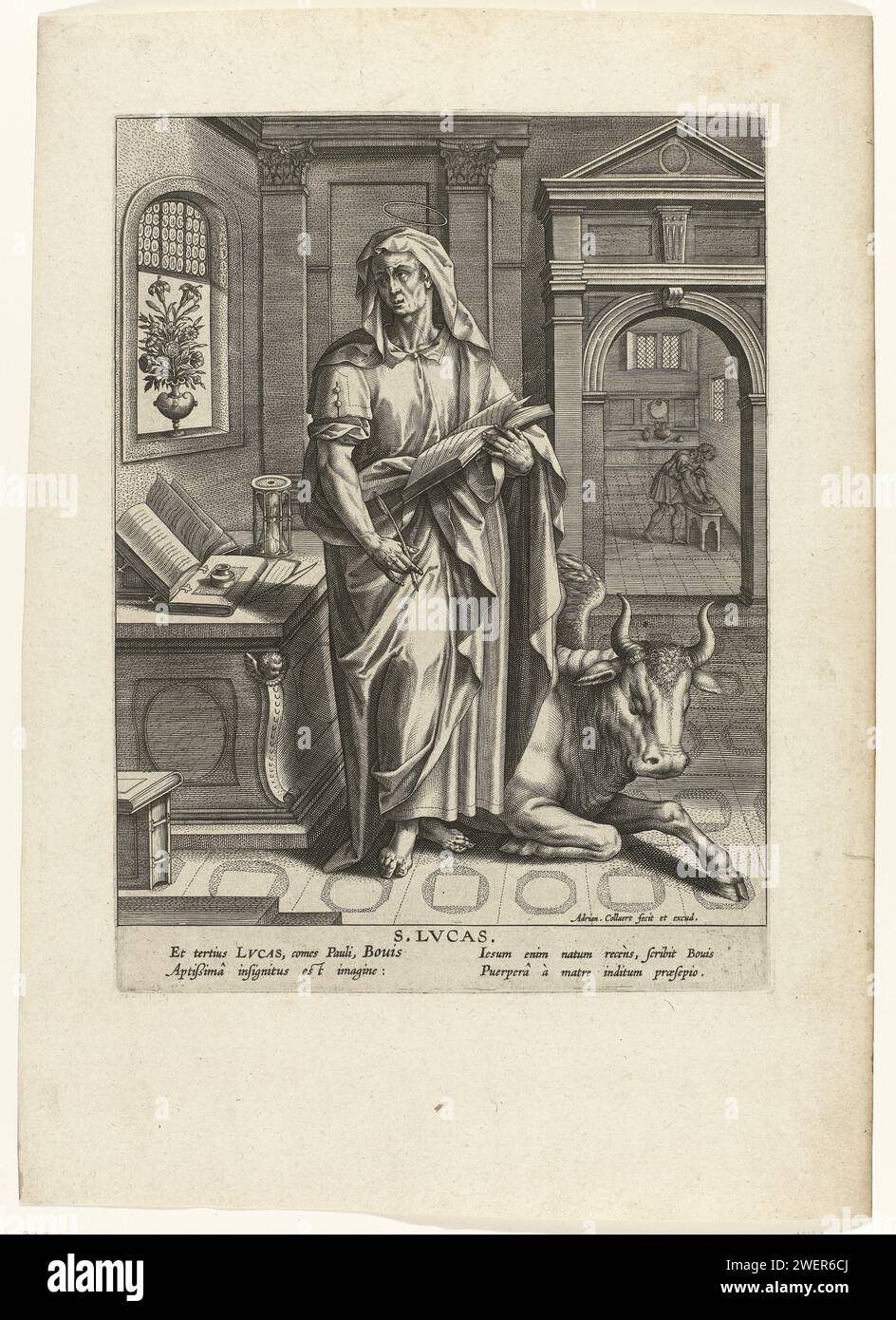 Evangelist Lucas, 1570 - 1618 print The evangelist Lucas stands next to ...