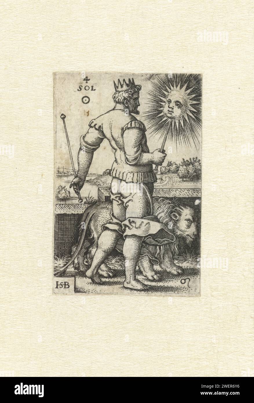 Apollo (Sol) with constellation Leeuw, Hans Sebald Beham, 1539 print ...