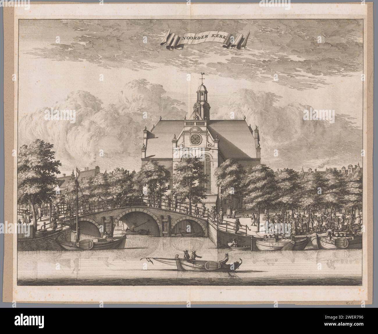 View of the Noorderkerk in Amsterdam, Anonymous, 1693 - 1694 print ...