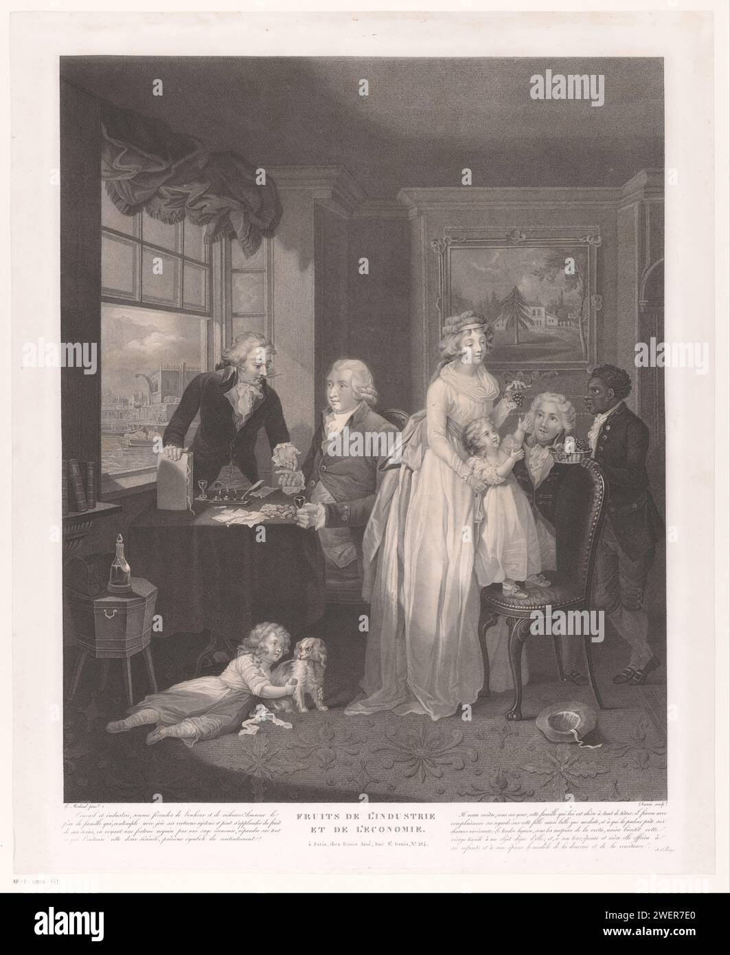 Family in an interior, c. 1787 - 1801 print In a richly furnished room ...