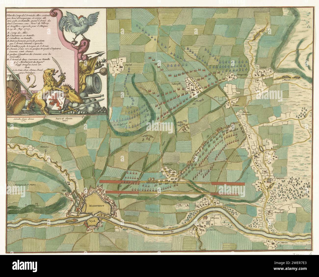 Plan of the camp of the Allies for Maastricht, 1703, 1703 print Map ...