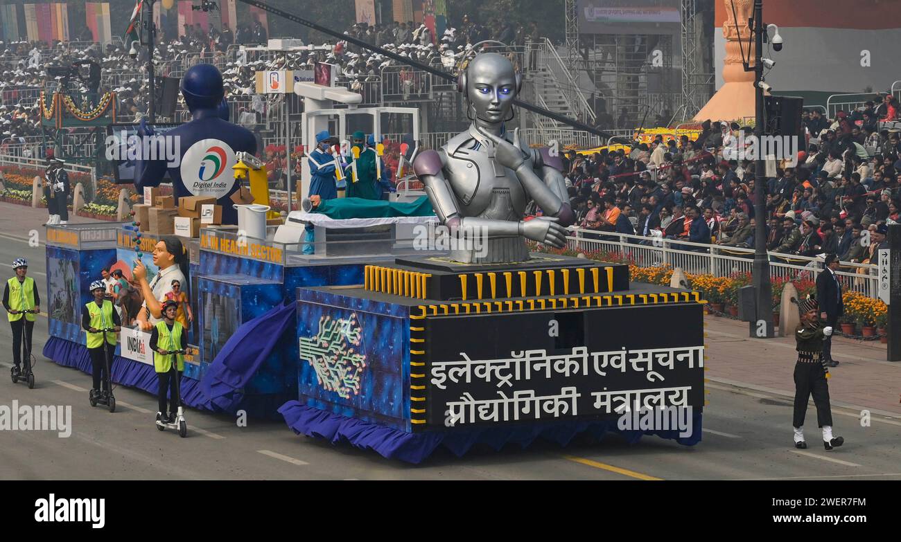 NEW DELHI, INDIA - JANUARY 26: A tableaux from Ministry of Electronics and Information ...