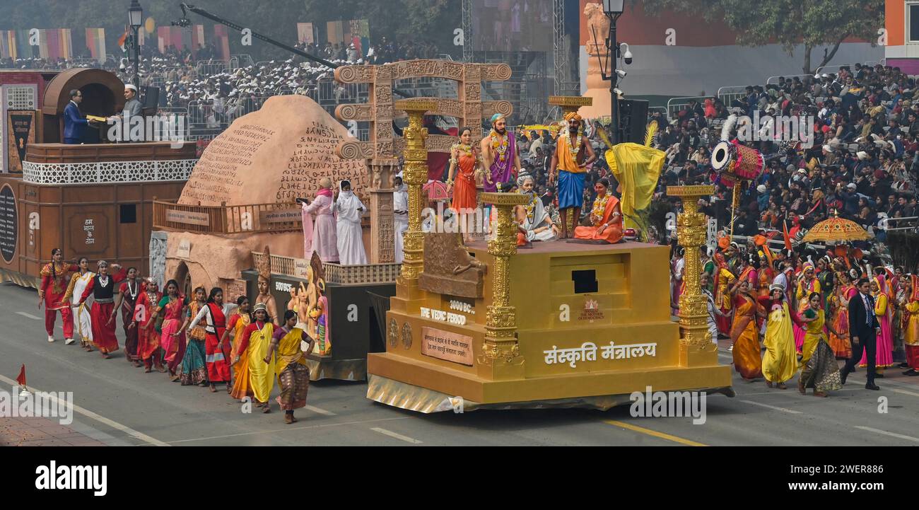 NEW DELHI, INDIA - JANUARY 26: A tableaux from Ministry of Culture on display during the 75th ...