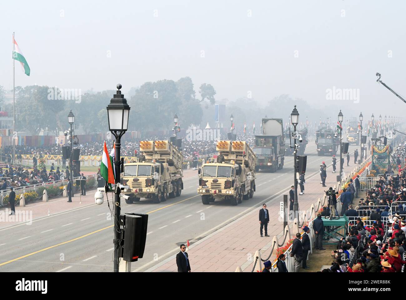 NEW DELHI, INDIA – JANUARY 26: PINAKA (Rocket Launcher System) on display during the 75th ...