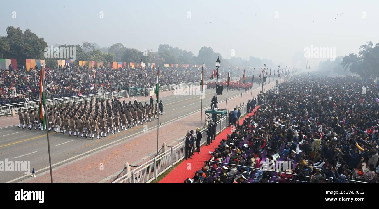 NEW DELHI, INDIA – JANUARY 26: All-women contingent of the Military Nursing Services marches ...