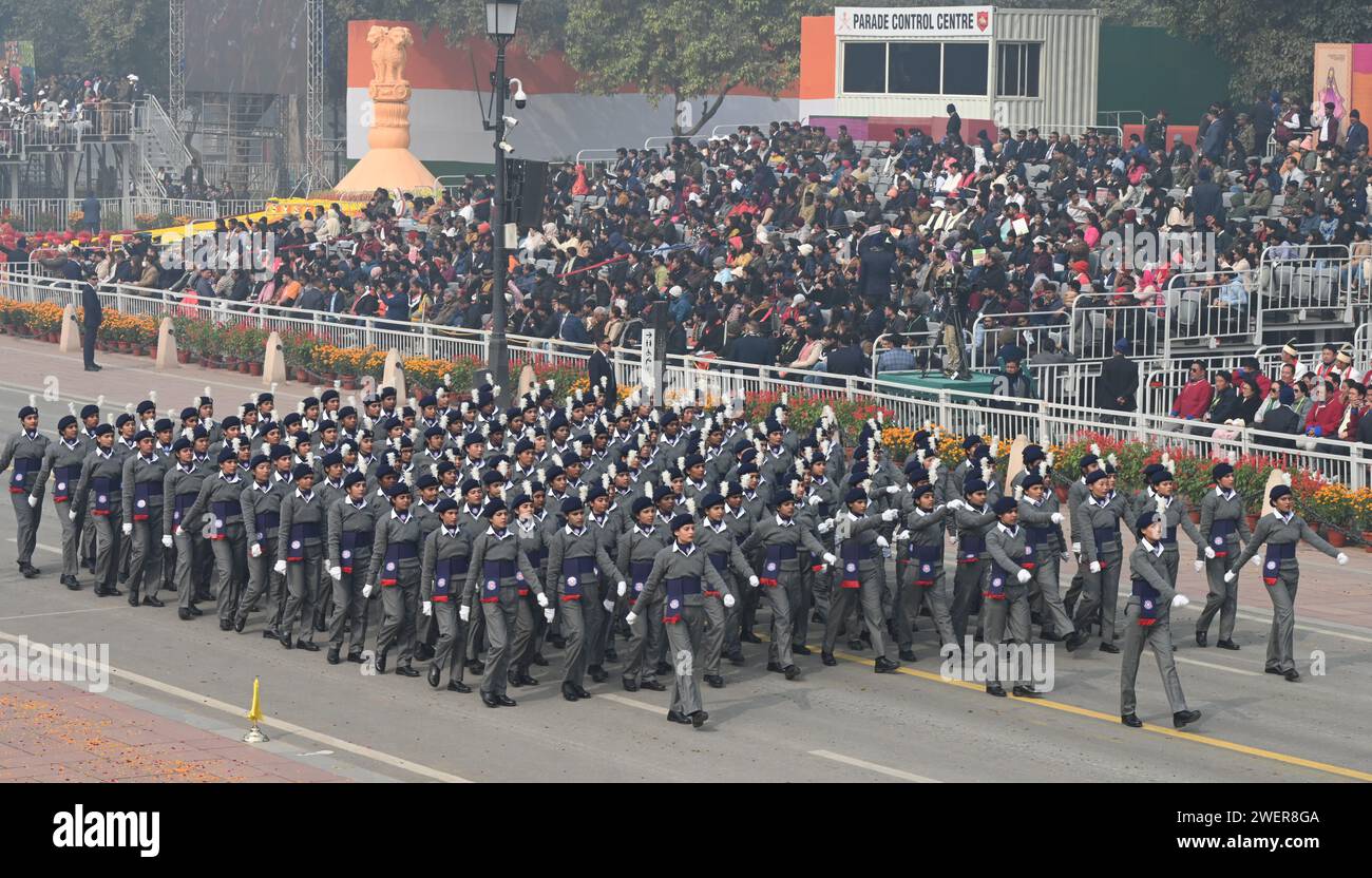 NEW DELHI, INDIA - JANUARY 26: NCC National Cadet Corps Contingent Marching Parade during the ...