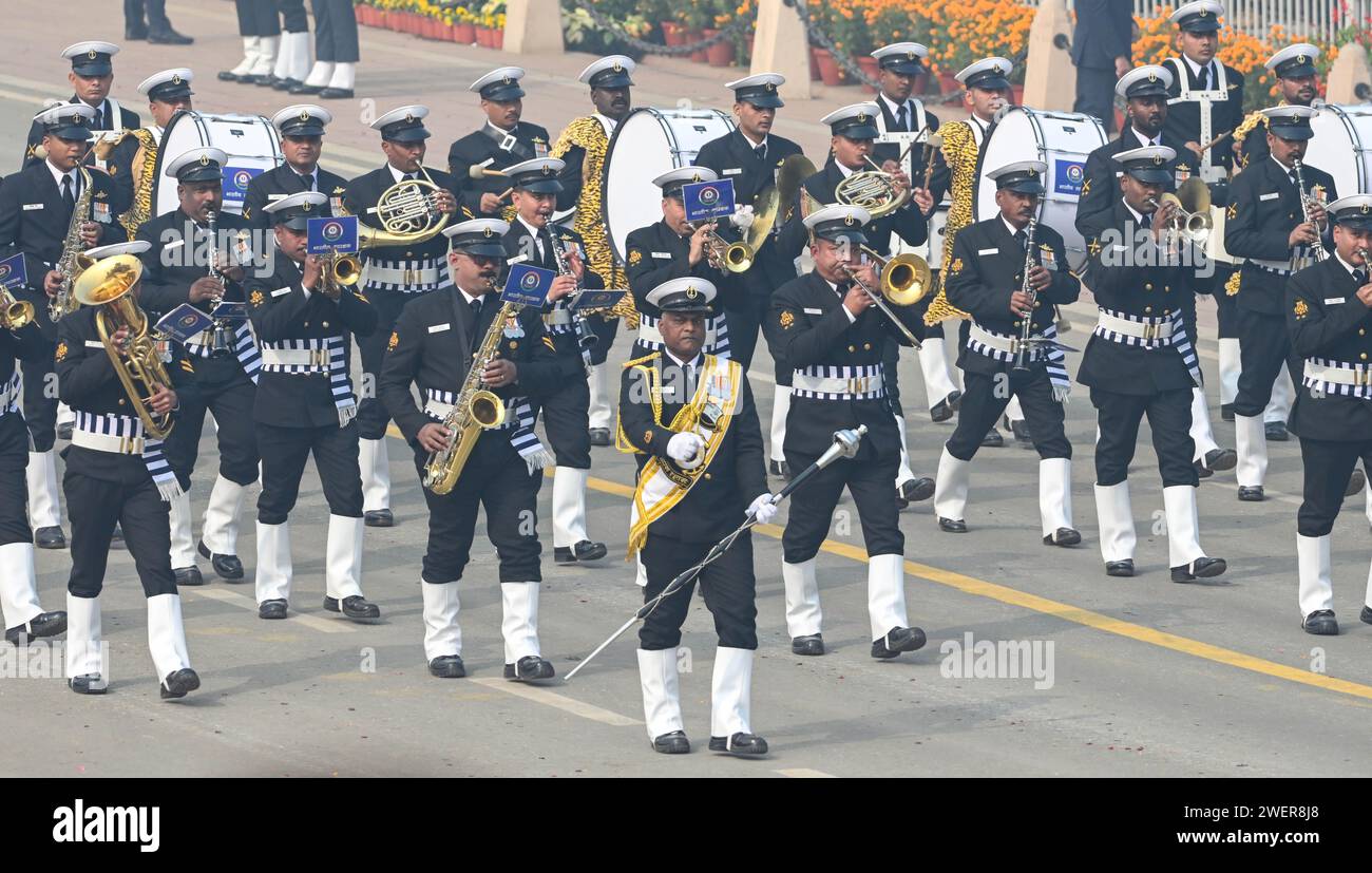 NEW DELHI, INDIA - JANUARY 26: A contingent of the Indian Coast Guard ...