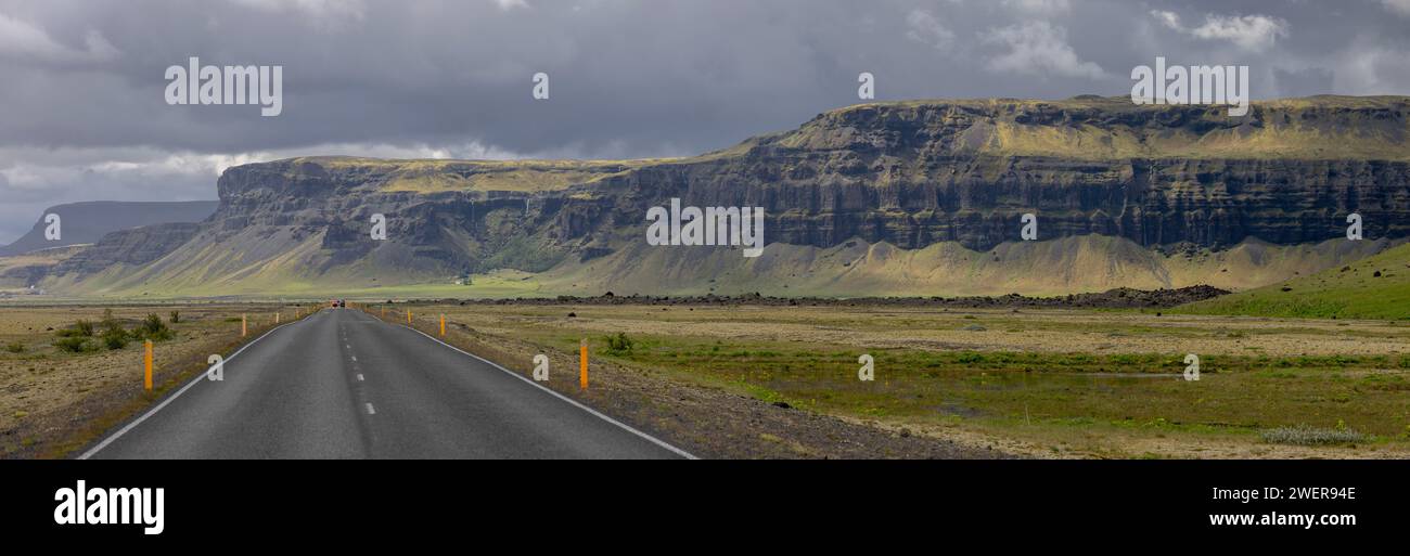 Iceland's ring road leads past impressive high plateaus and green ...