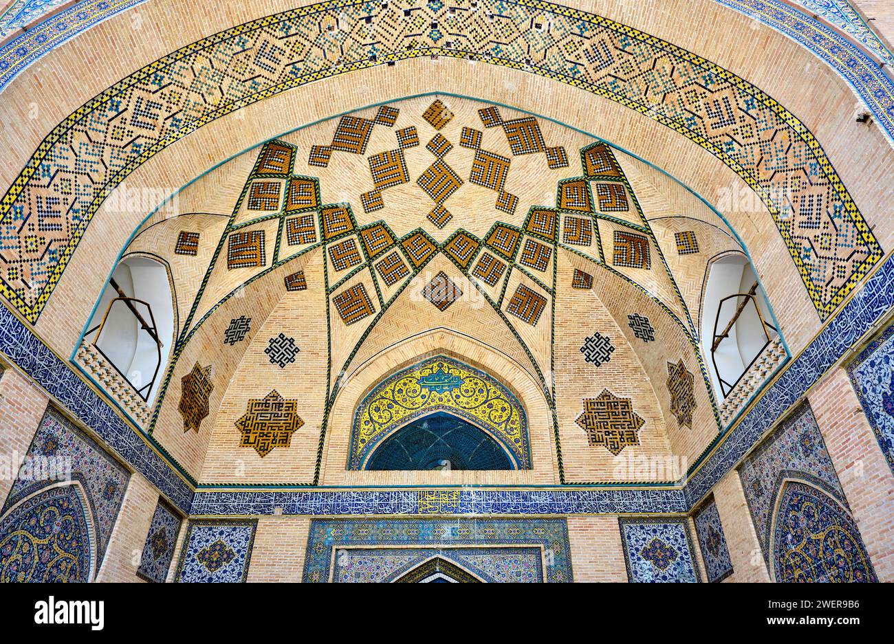 Tehran (Teheran), Iran, 06.24.2023: Low angle view of Shah Mosque ...