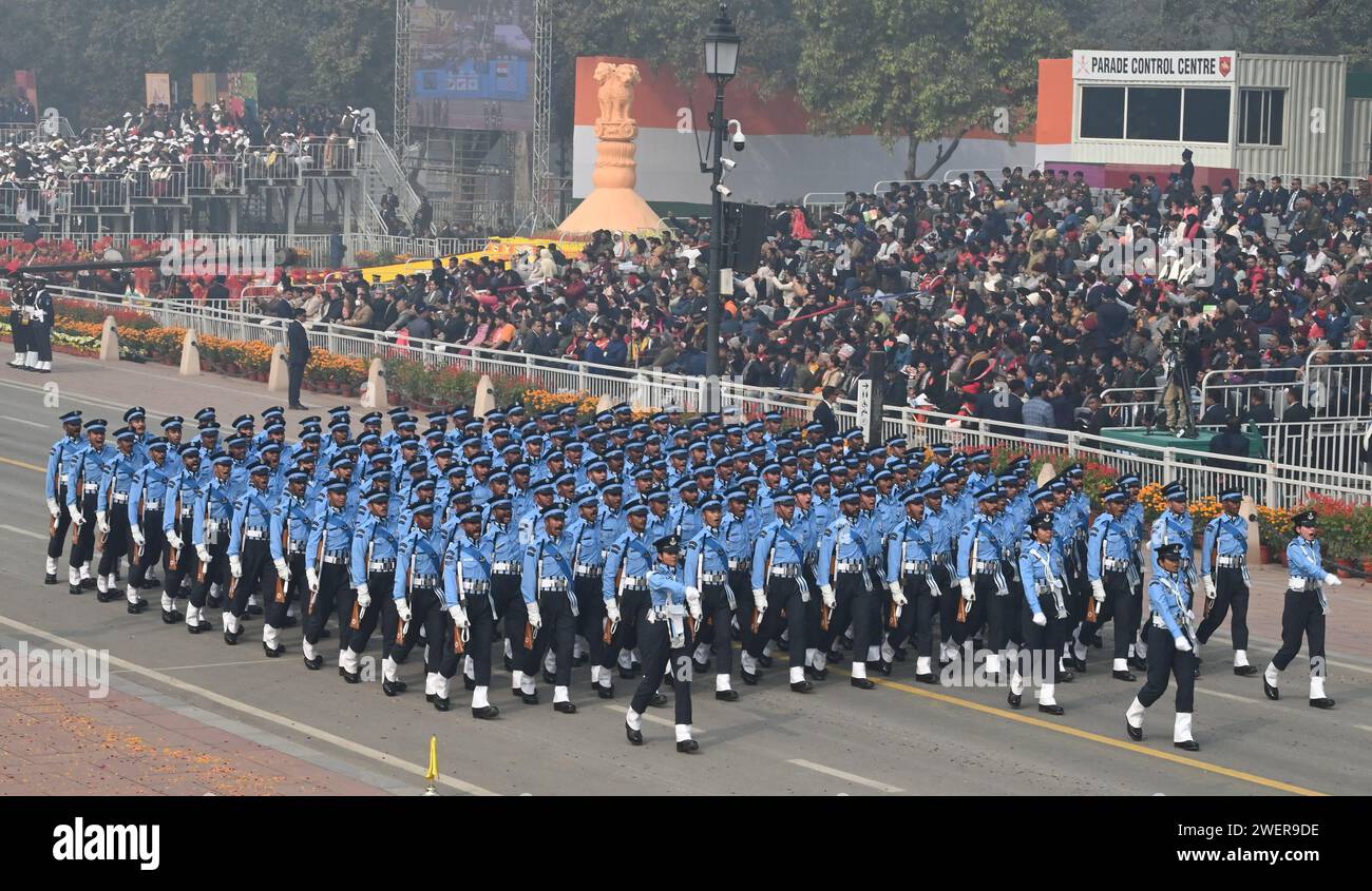 NEW DELHI, INDIA - JANUARY 26: Indian Air force contingent Parade Marching during the 75th ...