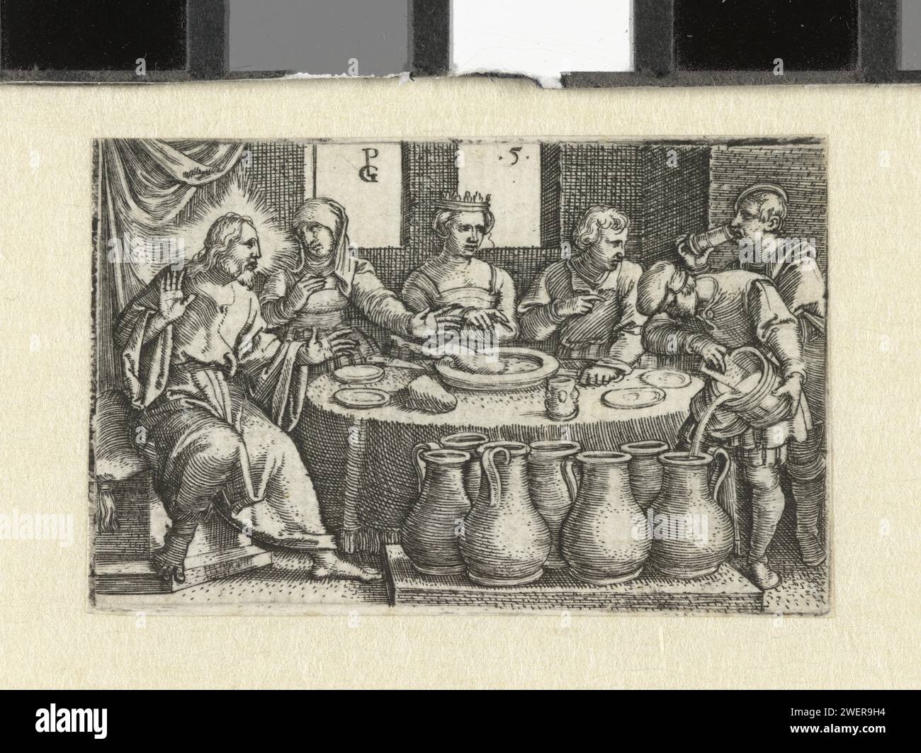 Wedding in Kana, Georg Pencz, 1534 - 1535 print paper engraving the ...