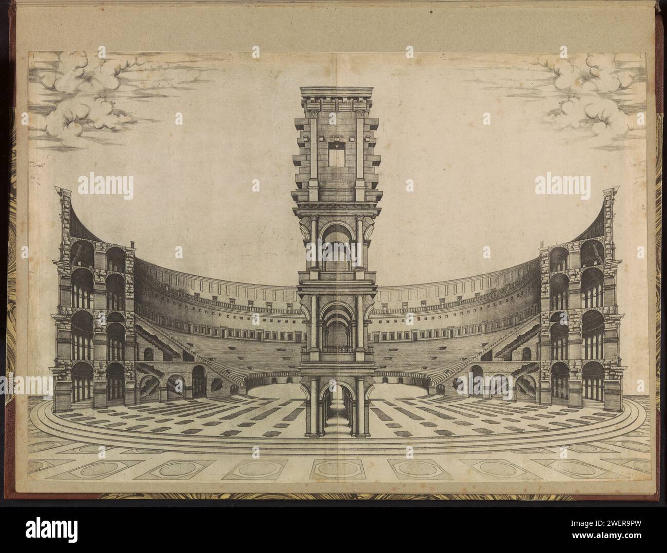 Colosseum te Rome, anonymous, c. 1500 - c. 1599 print A vertical cross ...