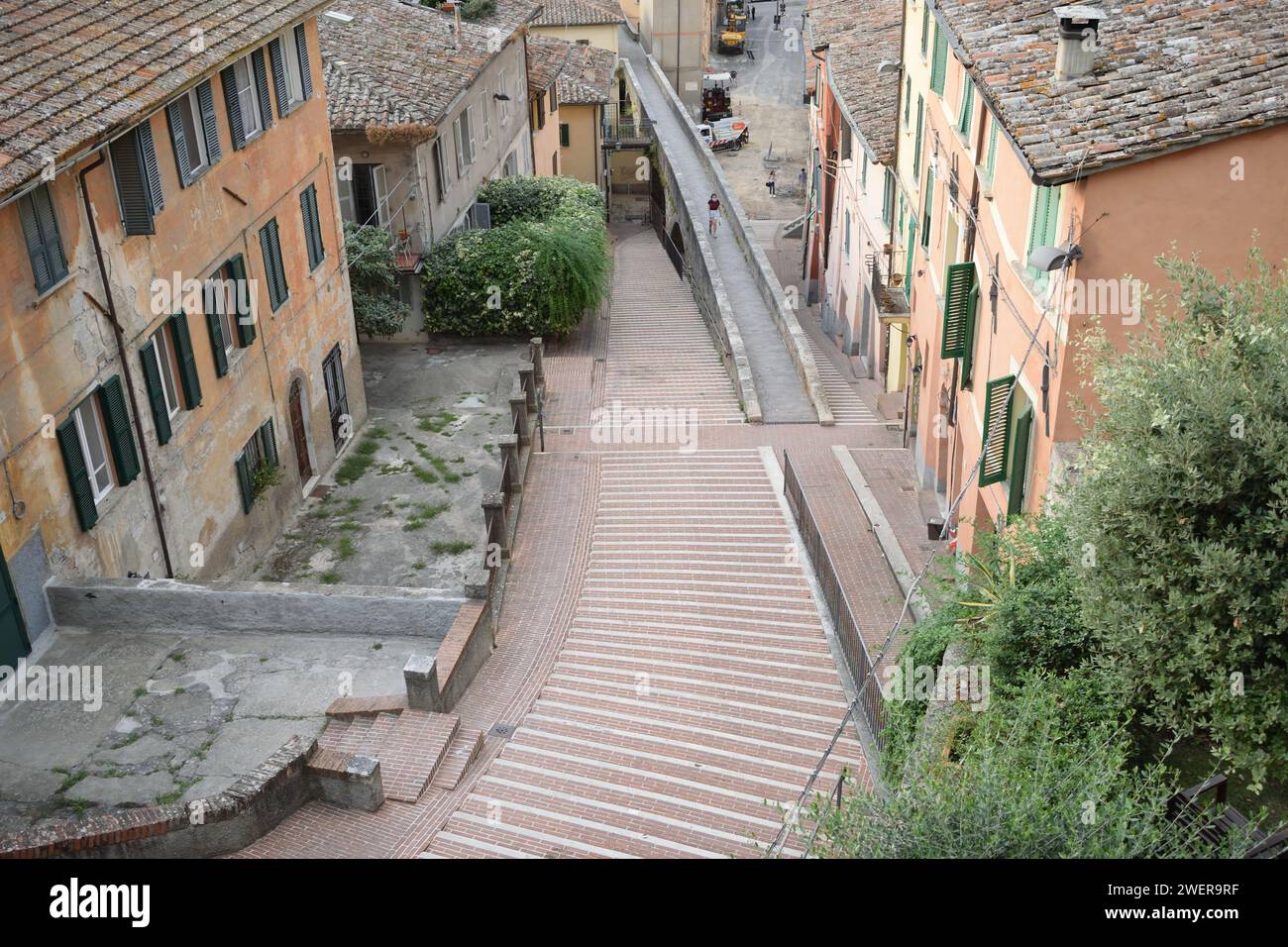 view of the medieval old staircase and road in the ancient city of ...