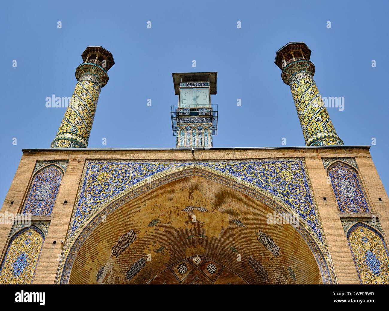 Tehran (Teheran), Iran, 06.24.2023: Low angle view of Shah Mosque ...