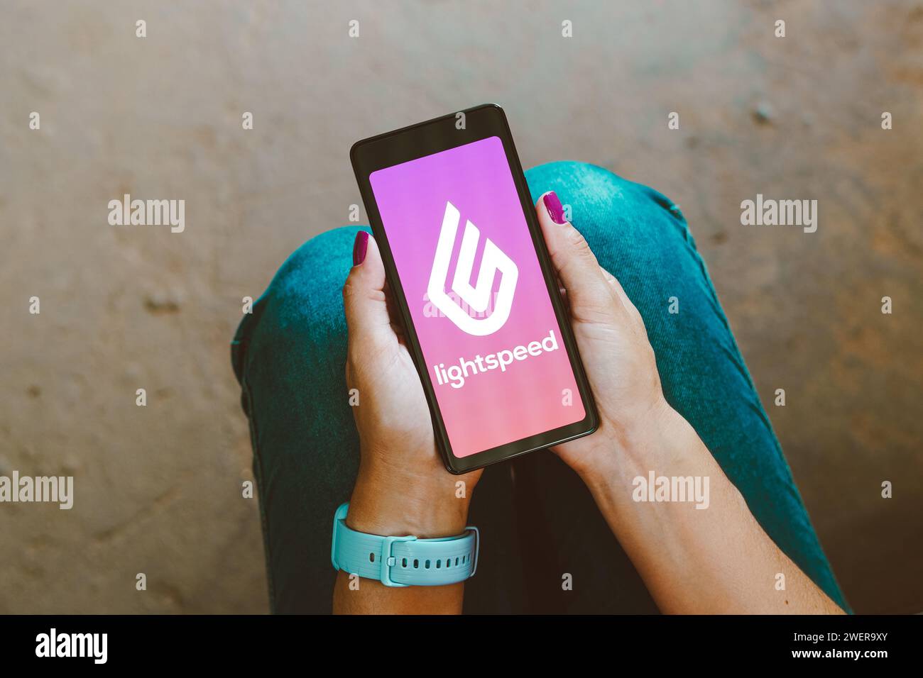 In this photo illustration, the Lightspeed Commerce logo is displayed ...