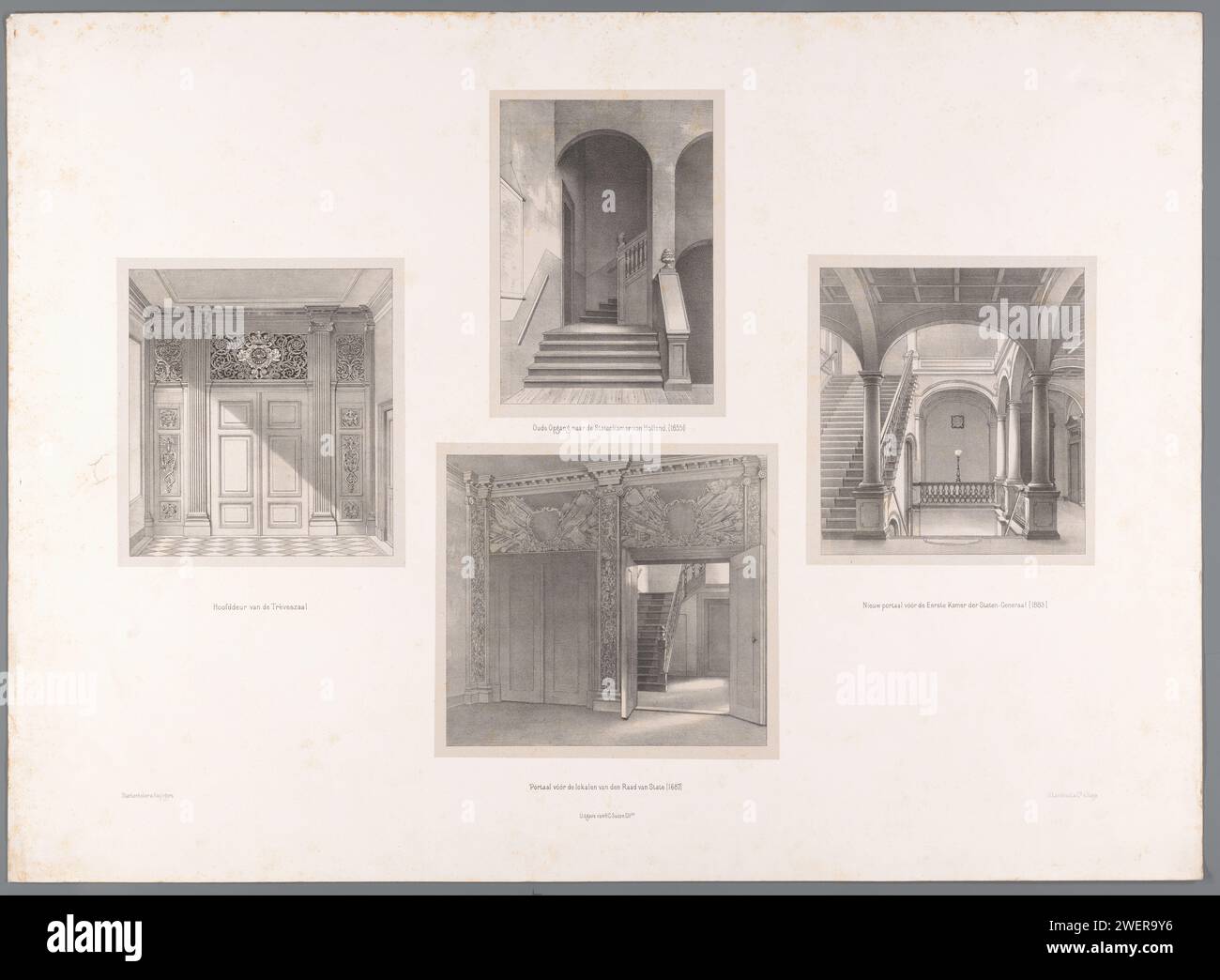 View of different doors and portals on the Binnenhof, Stortenbeker ...