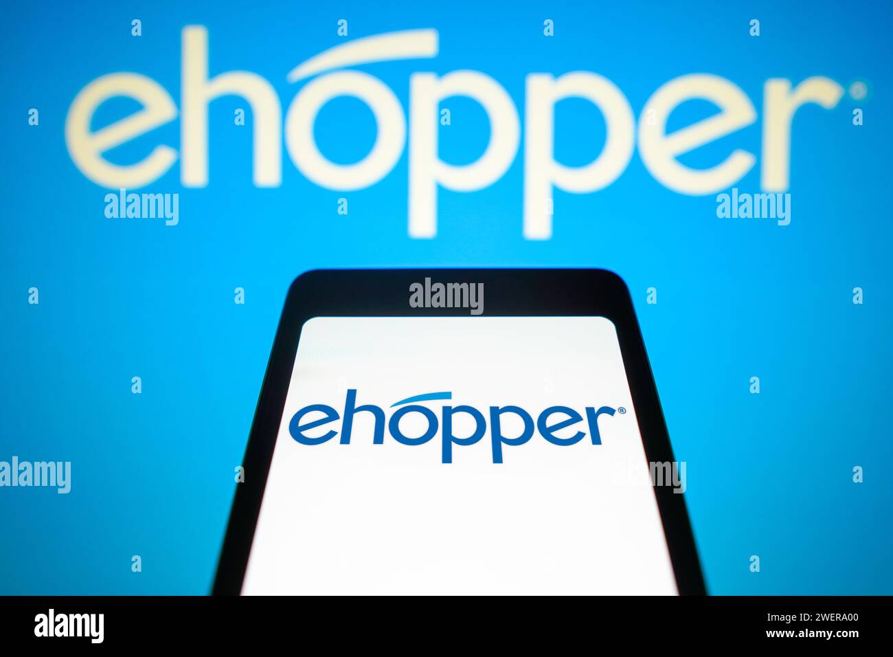 In this photo illustration, the eHopper logo is displayed on a ...