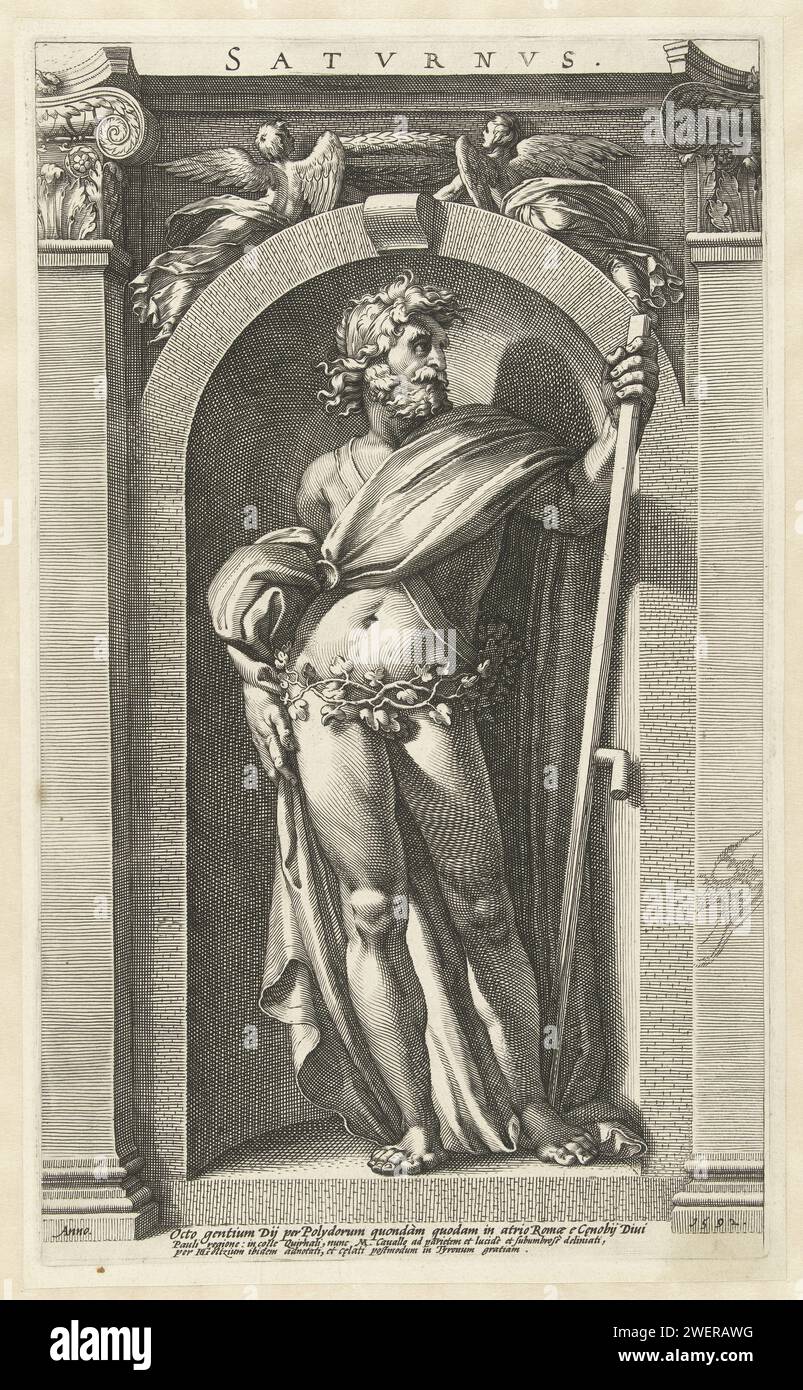 Saturnus, Hedrick Goltzius, After Polidoro da Caravaggio, 1592 print ...