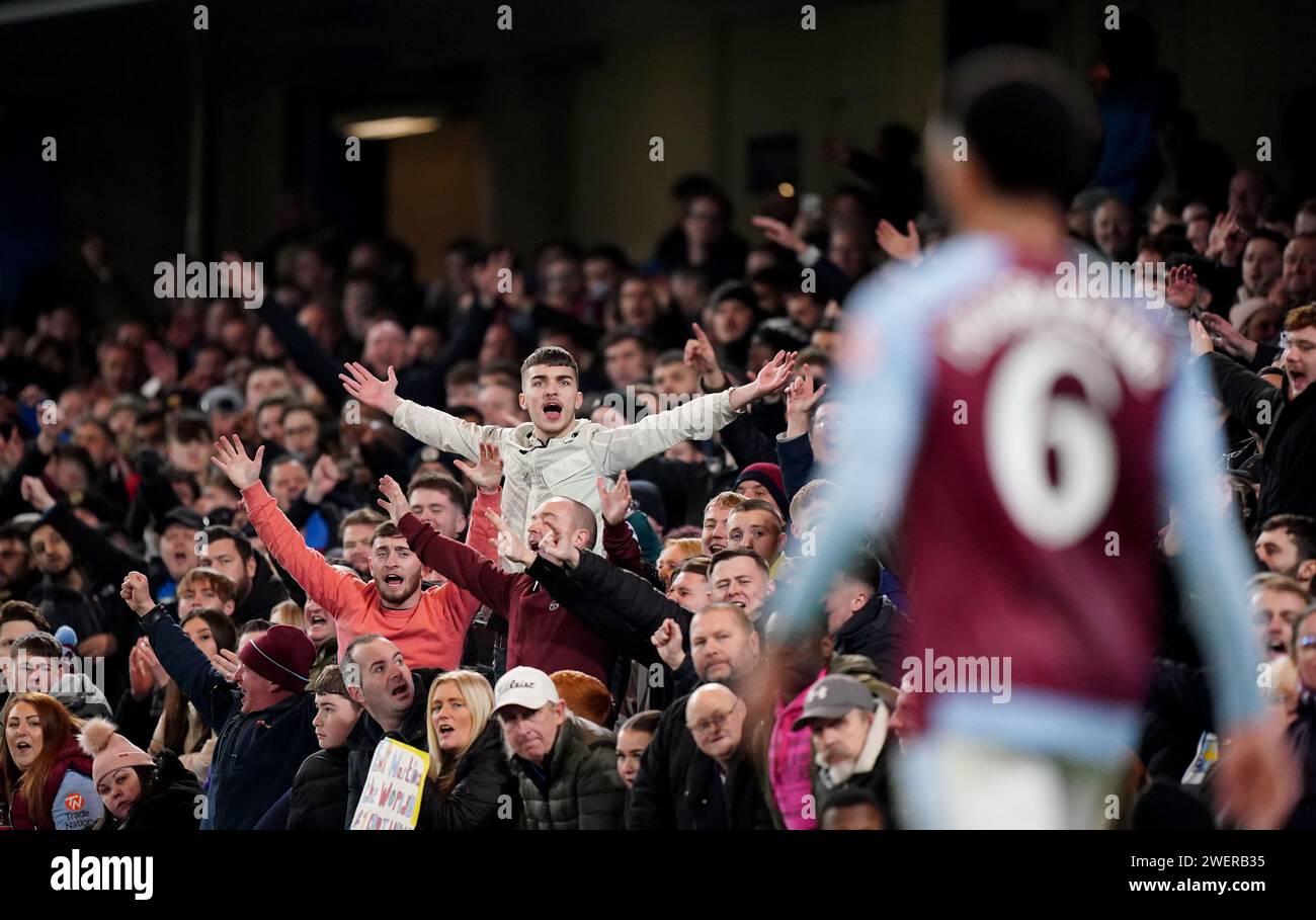 Aston Villa fans in the chant in the stands as Aston Villa's Douglas ...