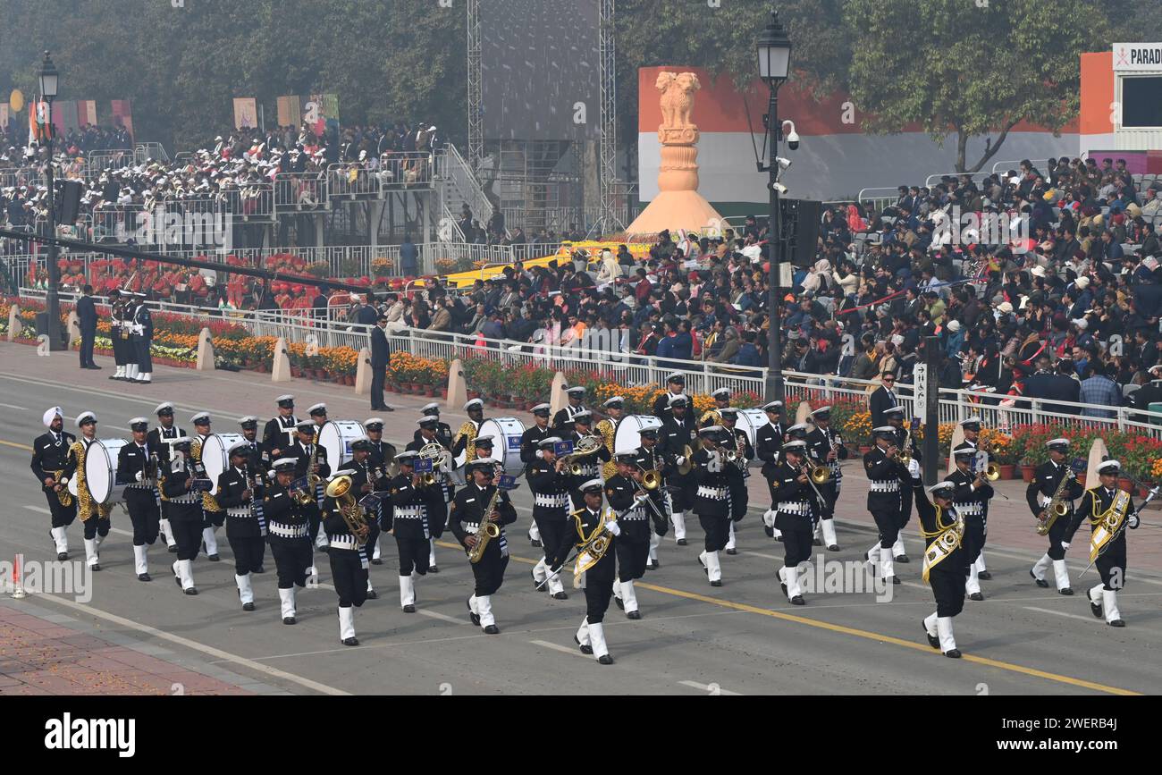 NEW DELHI, INDIA - JANUARY 26: Indian Coast Guard Band Contingent ...