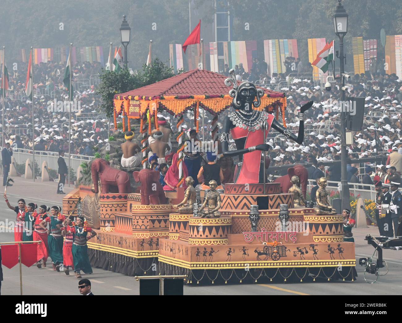 NEW DELHI, INDIA - JANUARY 26: Chhattisgarh Tableau display during the 75th Republic Day ...