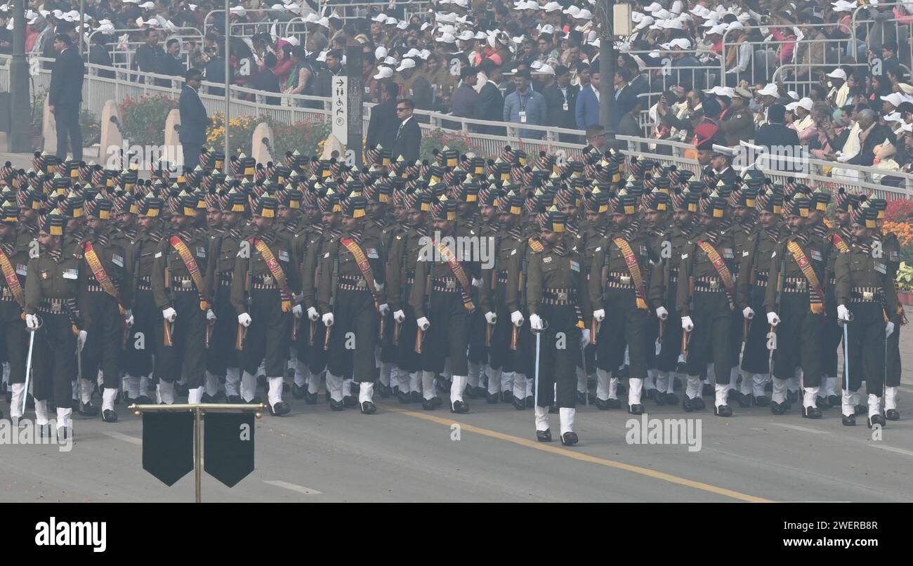 NEW DELHI, INDIA - JANUARY 26: Indian contingent marches past during the 75th Republic Day ...