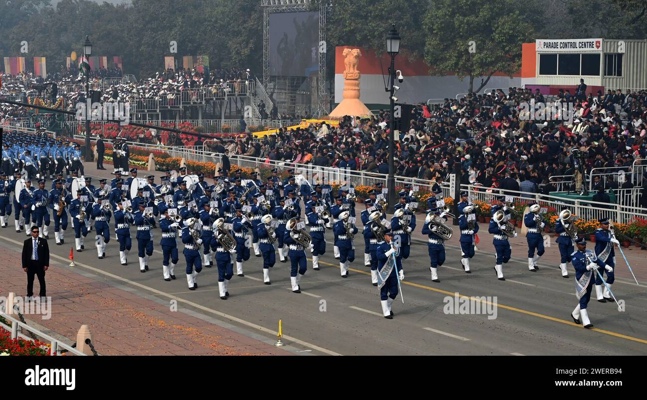 NEW DELHI, INDIA - JANUARY 26: Indian Air force contingent Parade Marching during the 75th ...