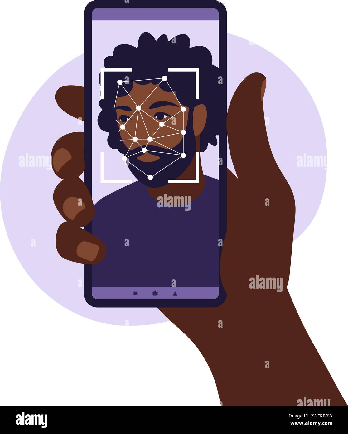 Facial recognition system concept. Face ID, face recognition system. Facial biometric ...