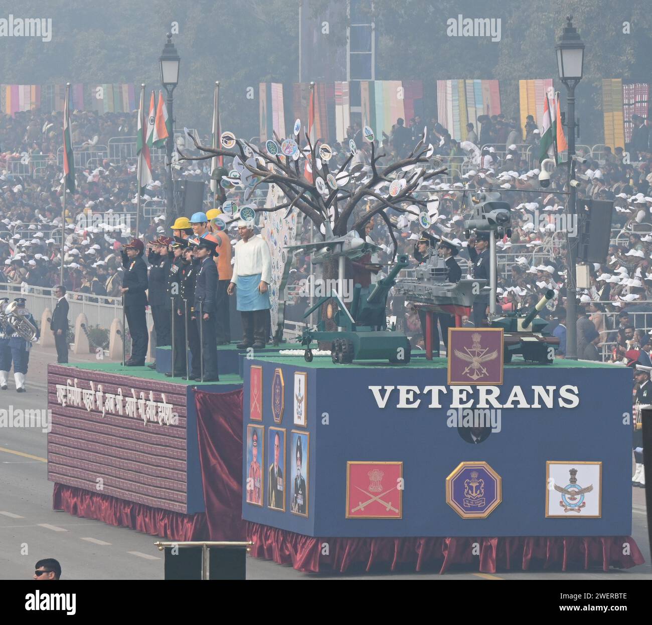 NEW DELHI, INDIA - JANUARY 26: Navy Veterans Tableau display during the 75th Republic Day ...