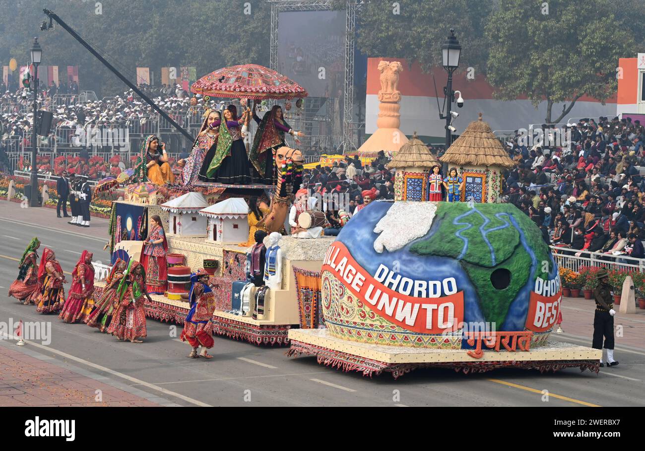 NEW DELHI, INDIA - JANUARY 26: Gujrat state Tableau display during the ...