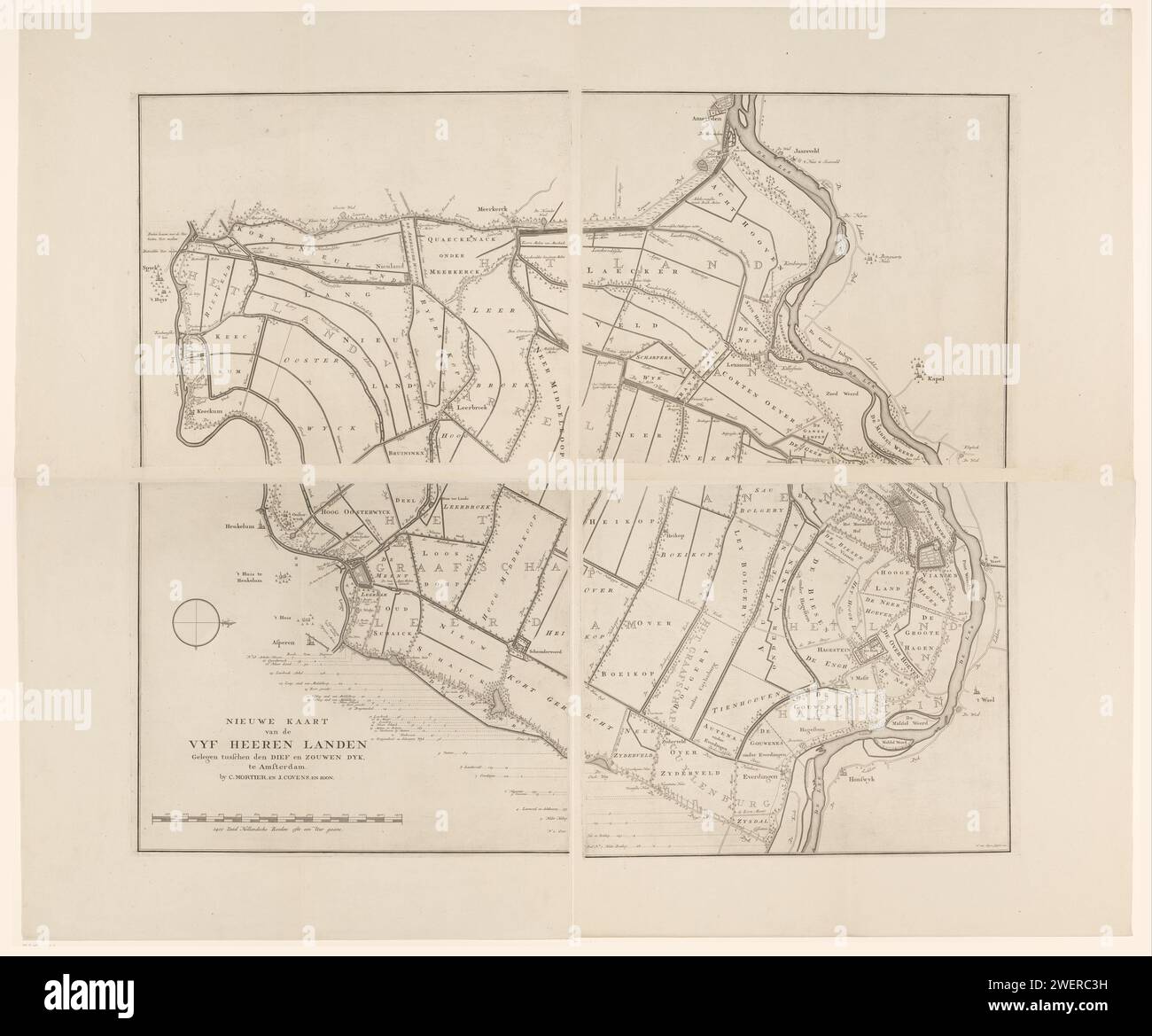Map of the Vijfheerenlanden, consisting of four parts, Jan van Jagen ...