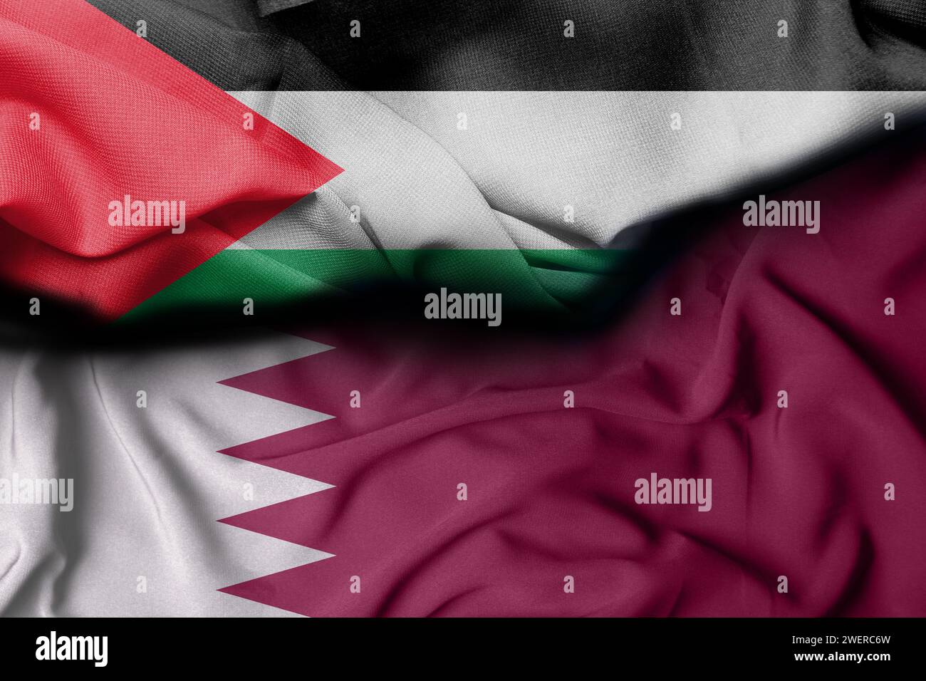 Palestine flag illustration combines qatar flag, decoration background ...