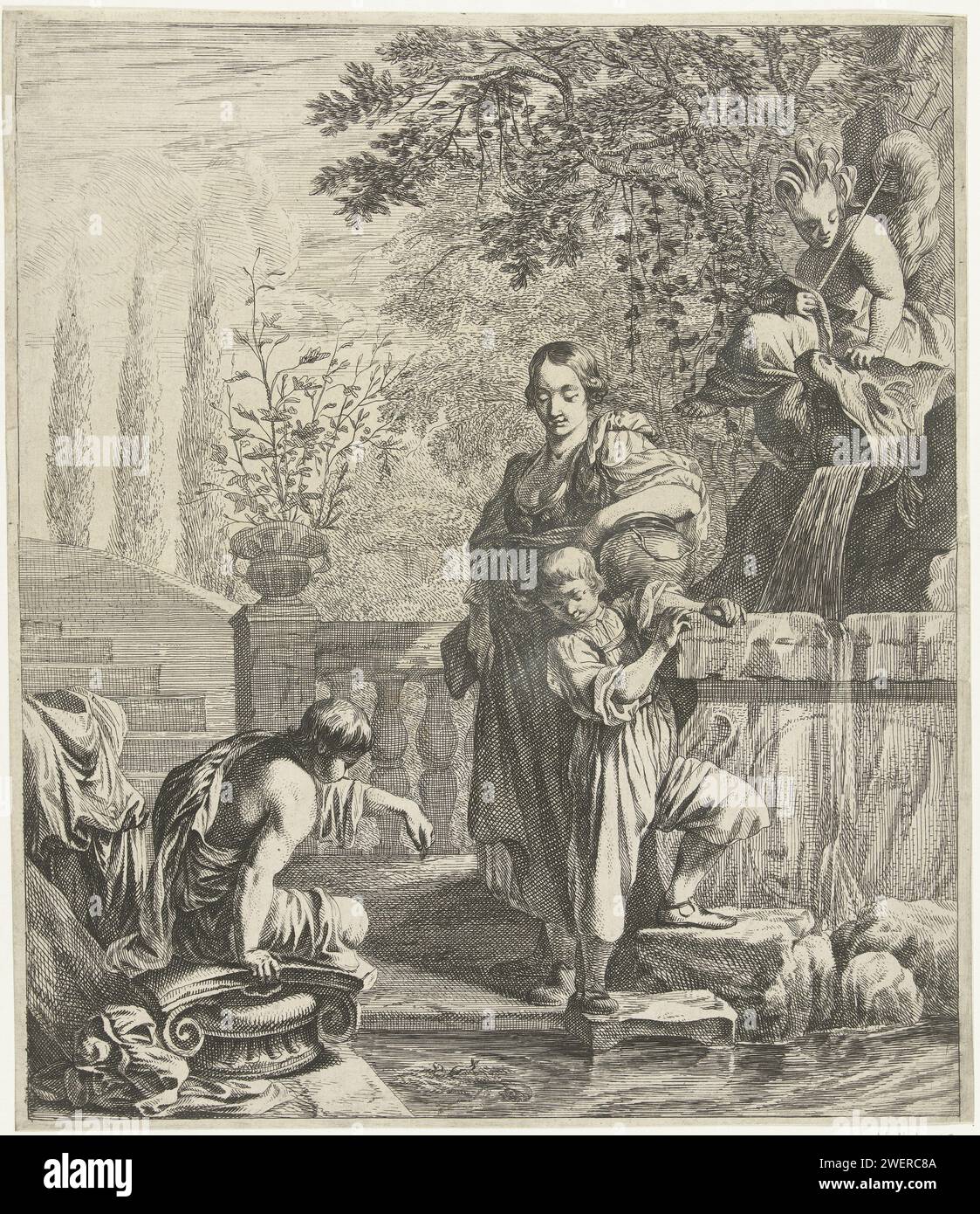 Woman with two children at Fontein, Dancker Danckerts, After Johannes ...