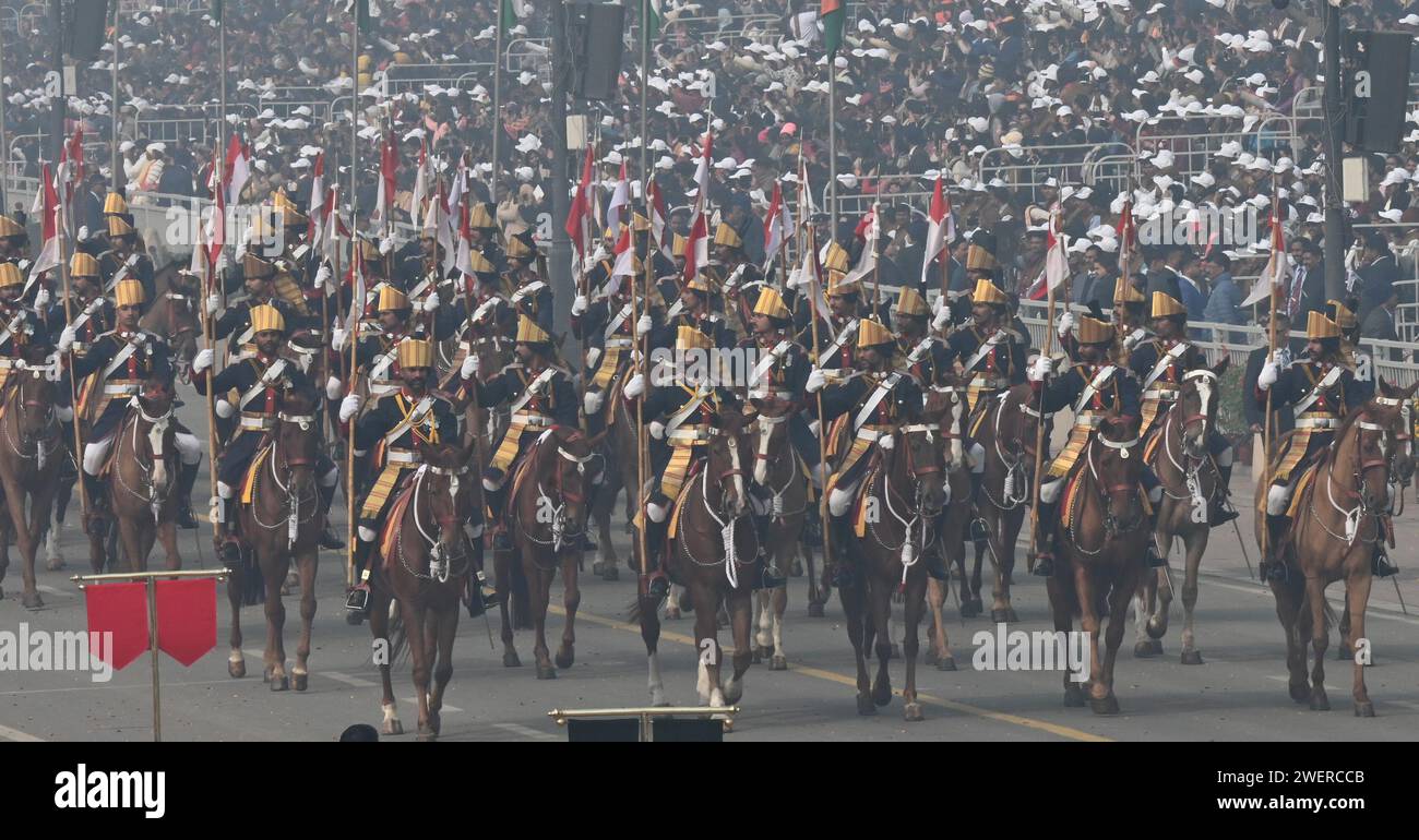 NEW DELHI, INDIA - JANUARY 26: Indian contingent marches past during the 75th Republic Day ...
