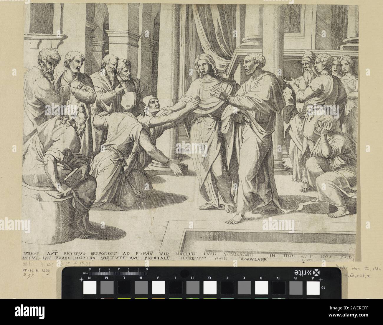 Peter and John heal a paralyzed man at the temple gate, Monogrammist ...