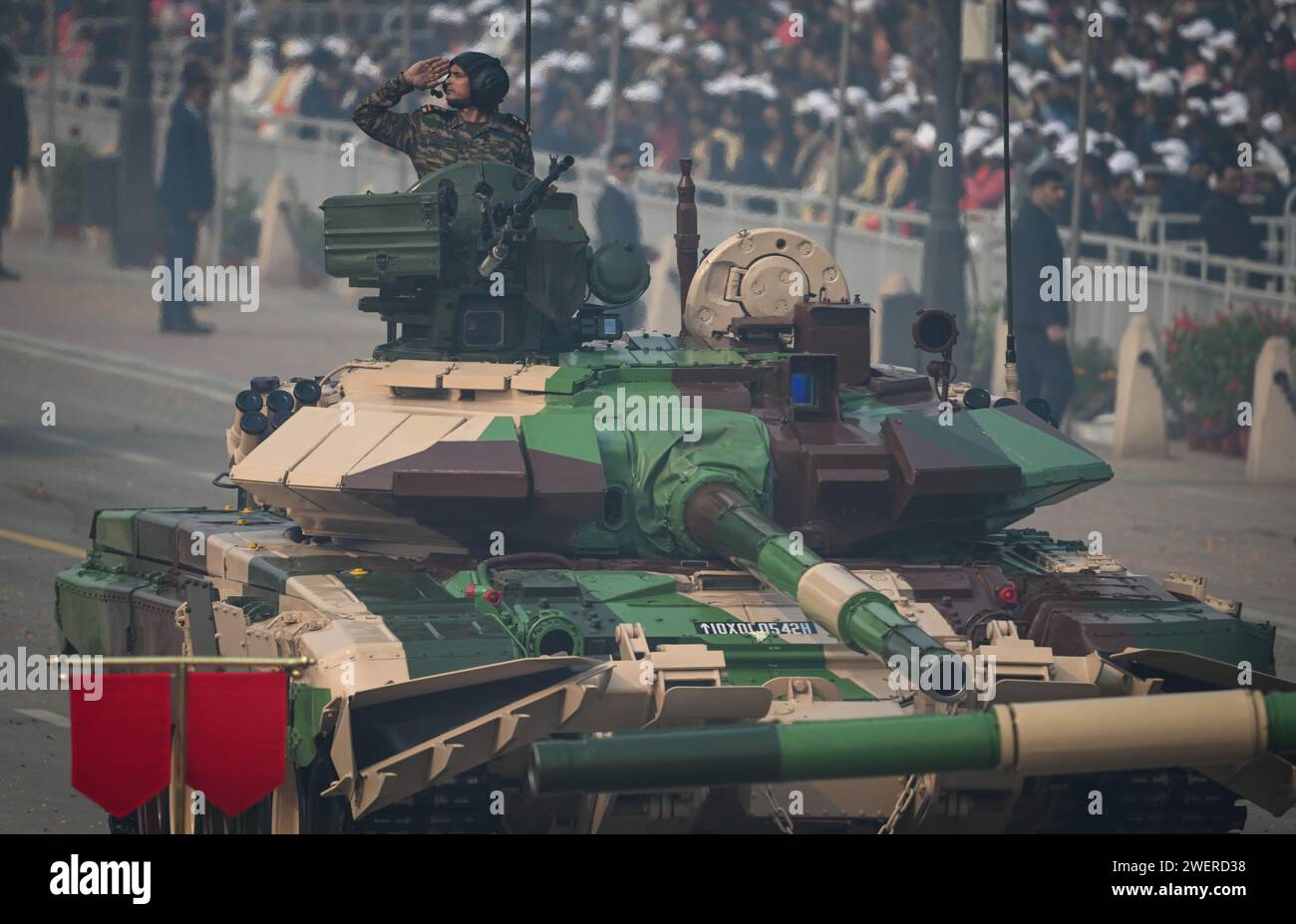 NEW DELHI, INDIA - JANUARY 26: T90 Tanks on display during the 75th ...
