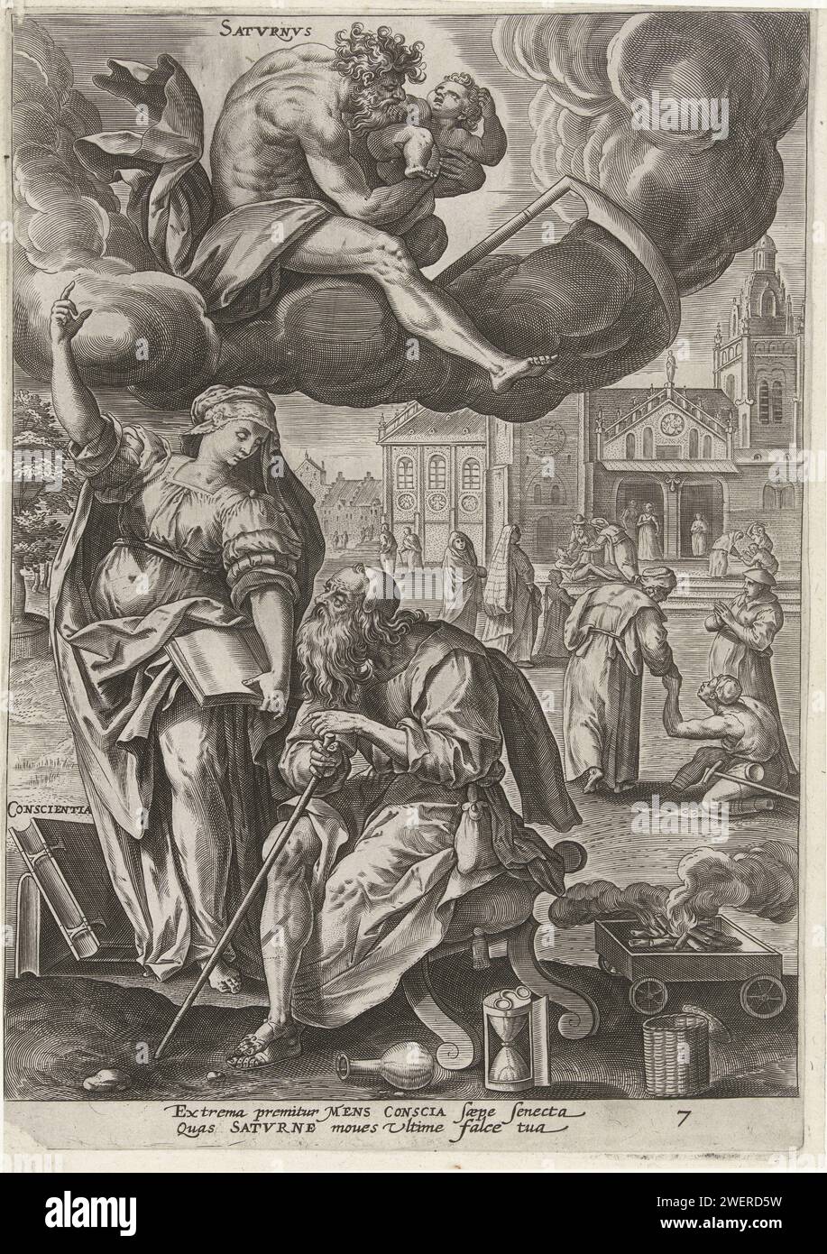 High age under the influence of Saturn, Adriaen Collaert, After Maerten ...