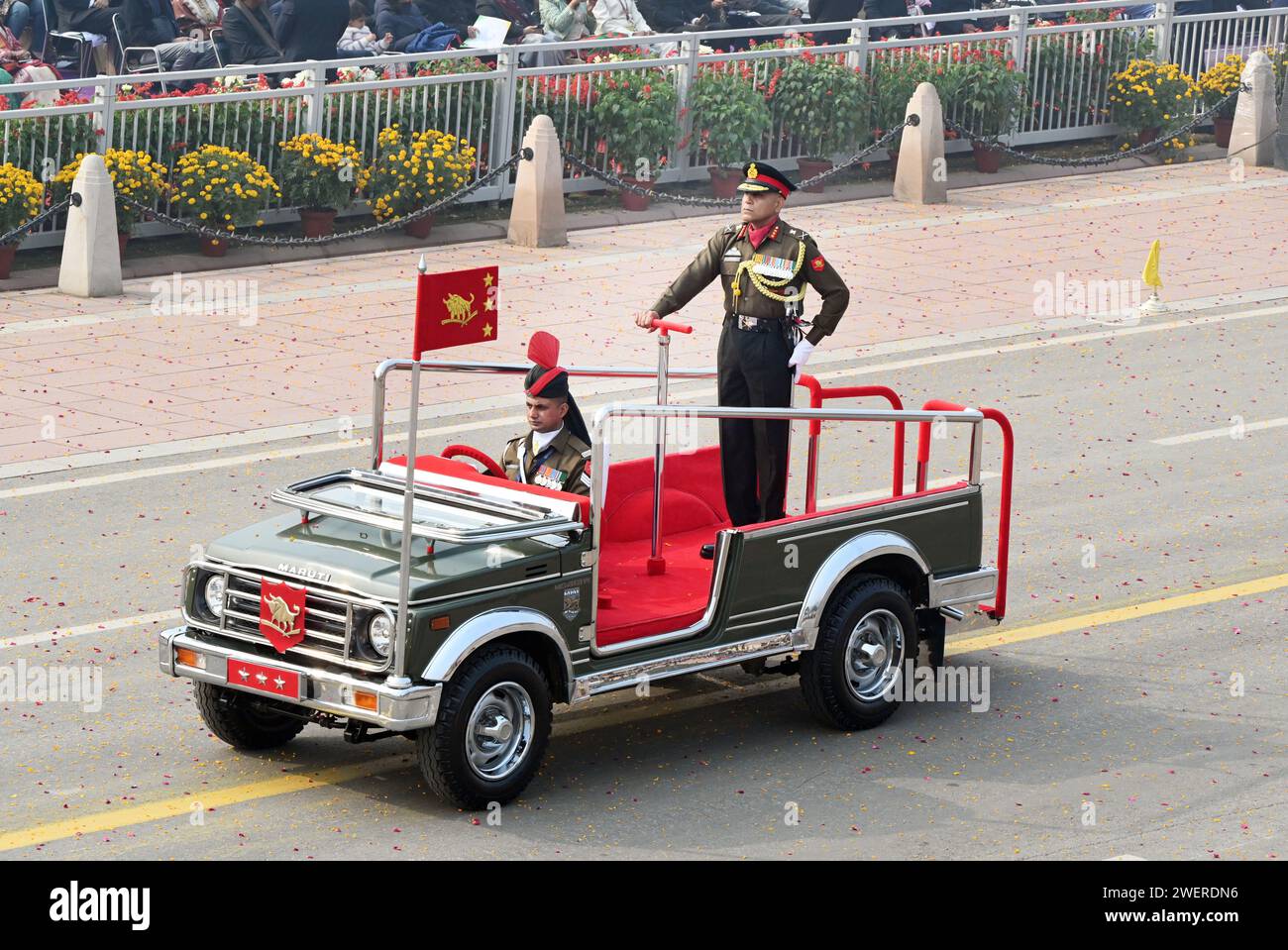 New Delhi India January 26 Parade Commander Lt General Bhavnish Kumar Passes By The